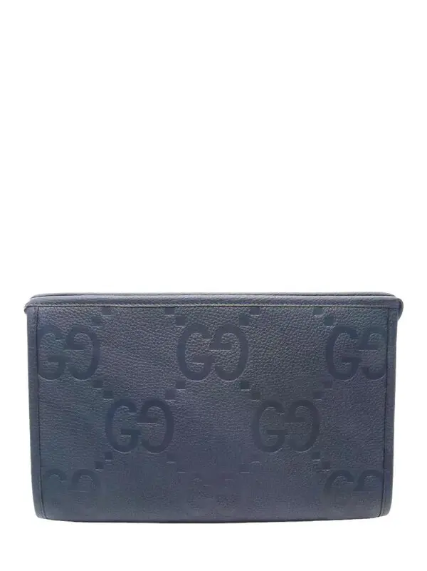 Gucci Jumbo Gg Calfskin Pouch Clutch Bag - Blue
