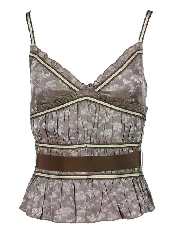 KNWLS Freya Ruffled Floral-print Camisole Top - Brown