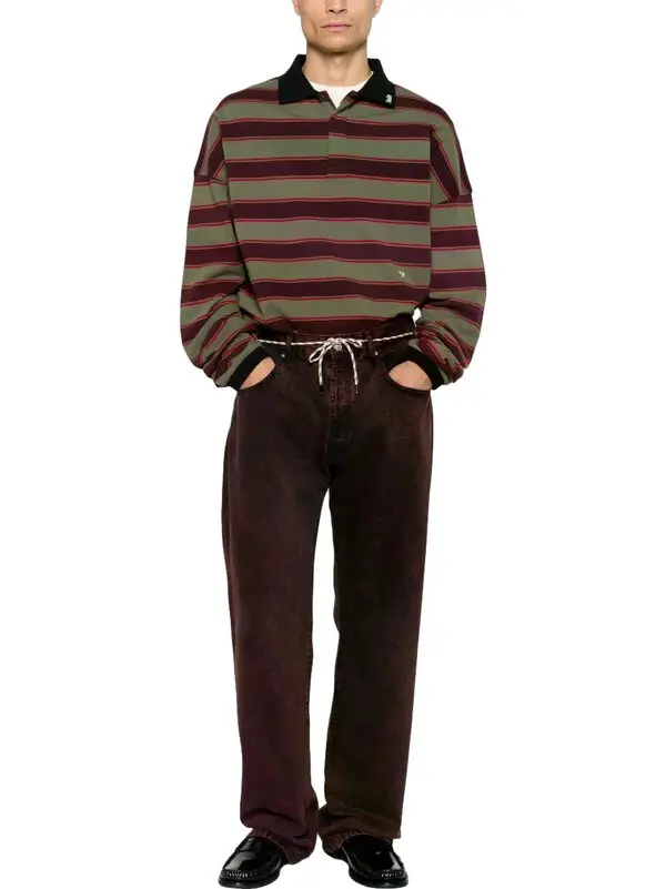 Rhude Striped Long-sleeve Polo Shirt - Green