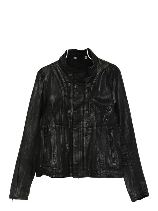 JULIUS Coated High-neck Jacket - Black
