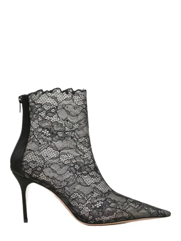GEDEBE 90mm Lace Scalloped-edge Ankle Boots - Black