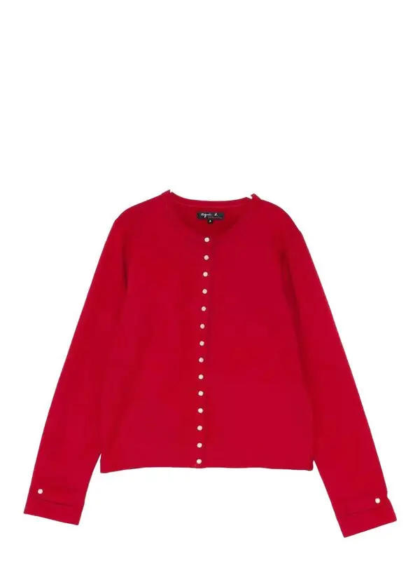 AGNES B. Button-up Cardigan With Crew Neck - Red