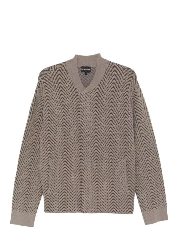 Emporio Armani Chevron Knit Jacket - Neutrals
