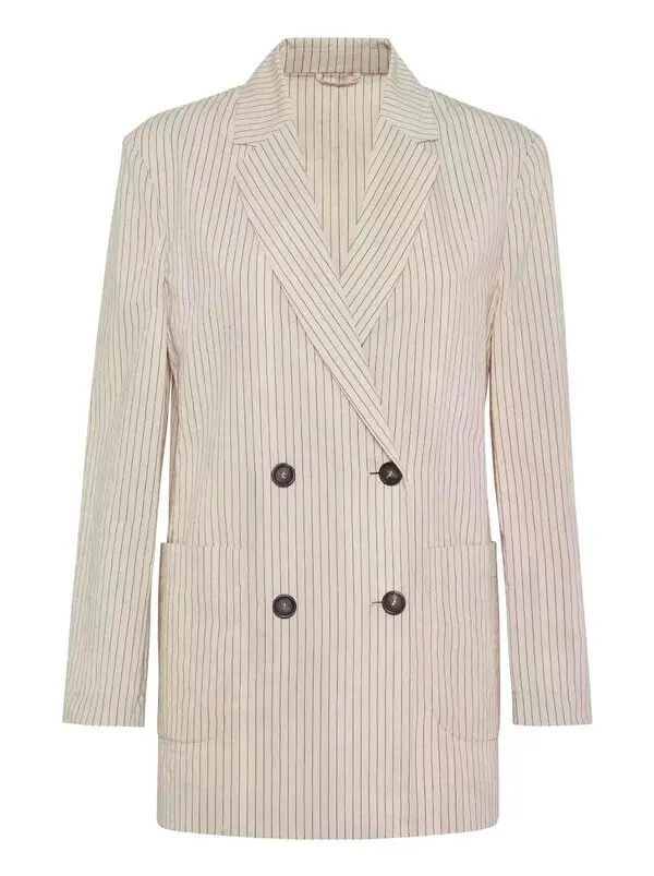 Brunello Cucinelli Striped Double-breasted Blazer - Brown
