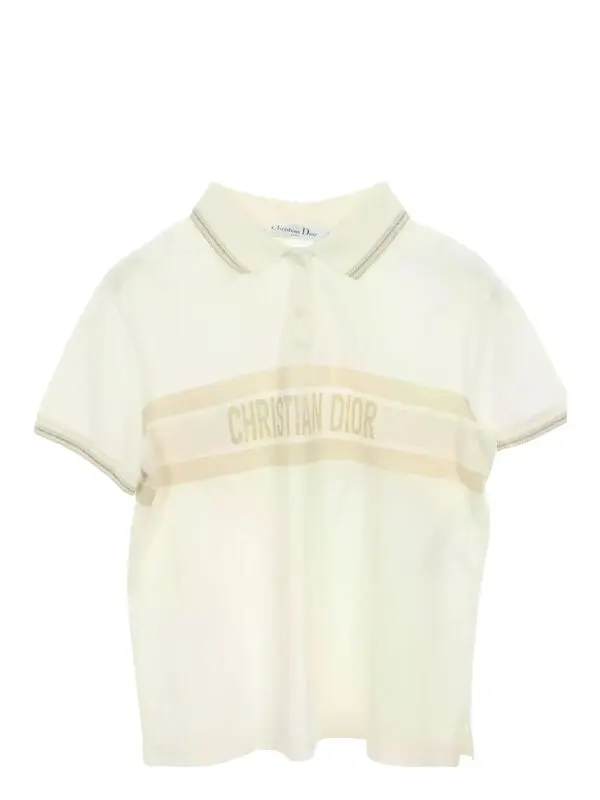 Dior Logo Embroidered Polo Shirt - White