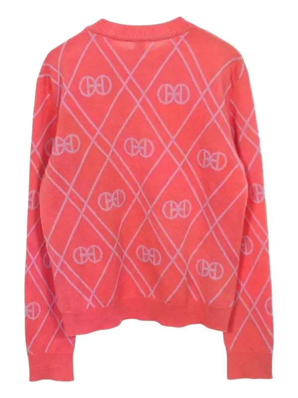 Hermès Cashmere H Rond Argyle Sweater - Pink