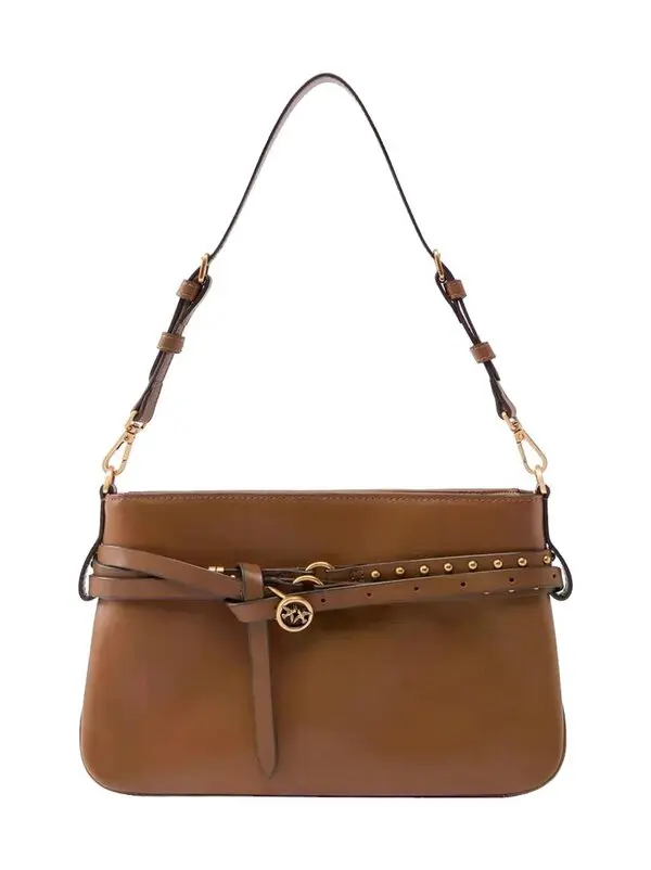Pinko Studded Shoulder Bag - Brown