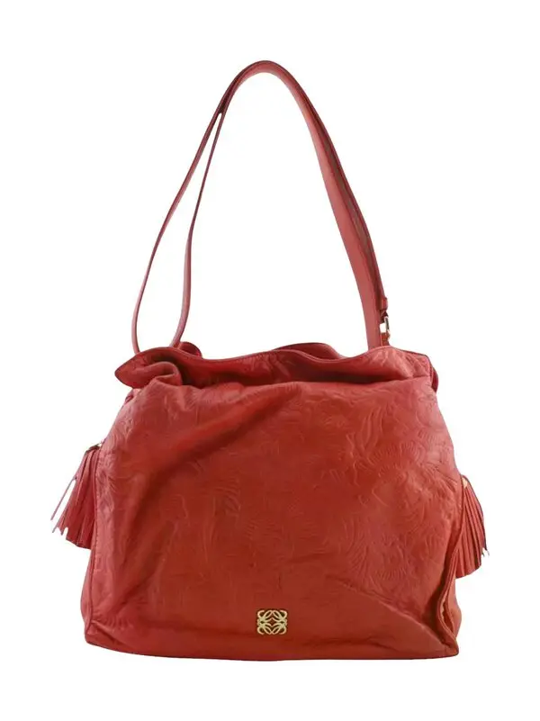 Loewe Embossed Nappa Flamenco Tassel Crossbody Bag - Red