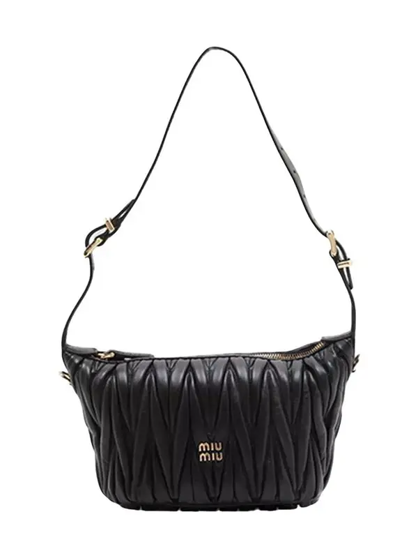 Miu Miu Matelassé Leather Shoulder Bag - Black