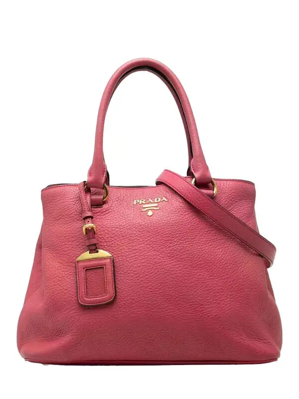 Prada Vitello Daino Convertible Tote Satchel - Pink