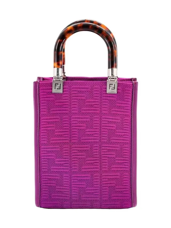 Fendi Sunshine Shopper Zucca Technical Mesh Mini Tote Bag - Purple