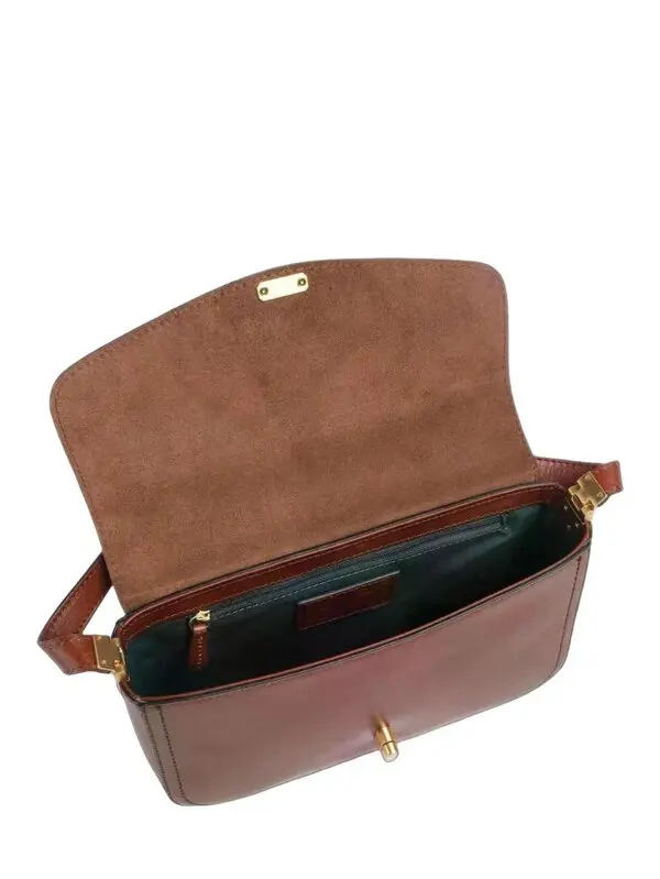 THE BRIDGE Mia Twist-lock Leather Tote Bag - Brown
