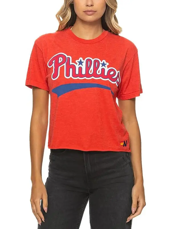 Aviator Nation Philadelphia Phillies Graphic Boyfriend Tee - Red