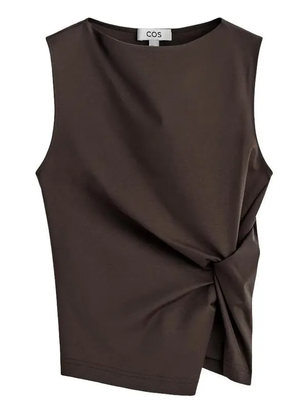 Cos Twist-detail Jersey Top - Brown