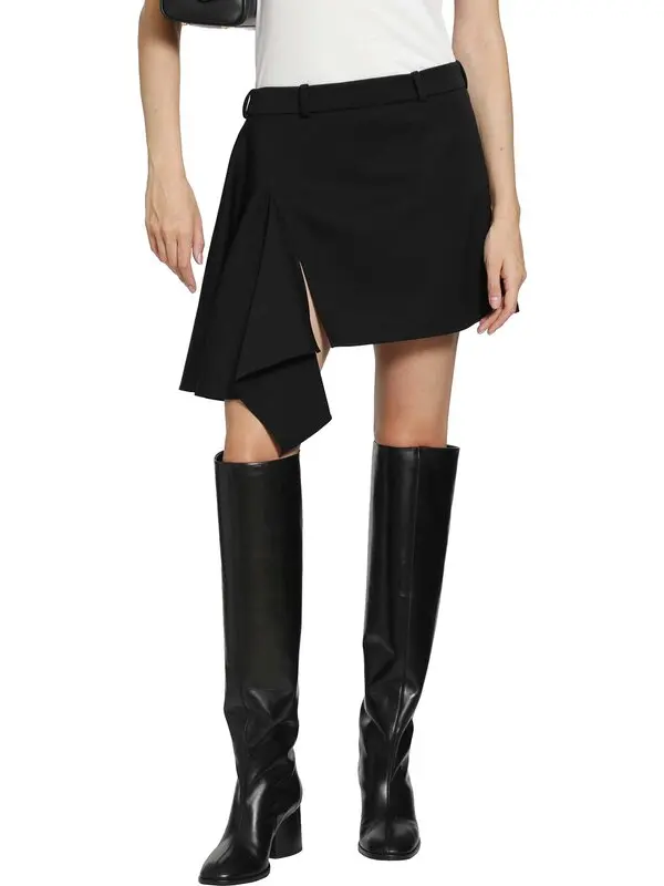 Givenchy Wool Slashed Mini Skirt - Black