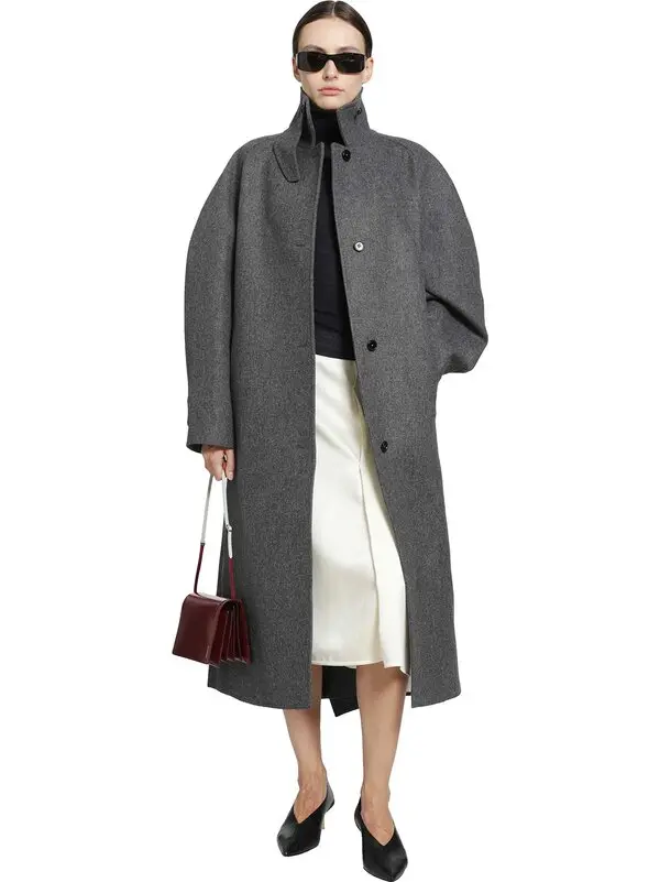 JIL SANDER Double Compact Wool Coat - Grey