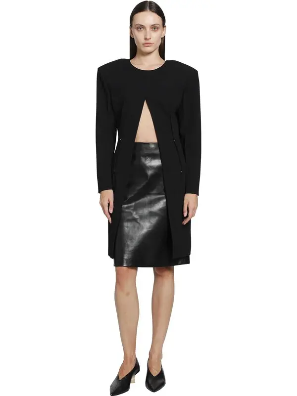 JIL SANDER Wool Sablé Cutout Top - Black
