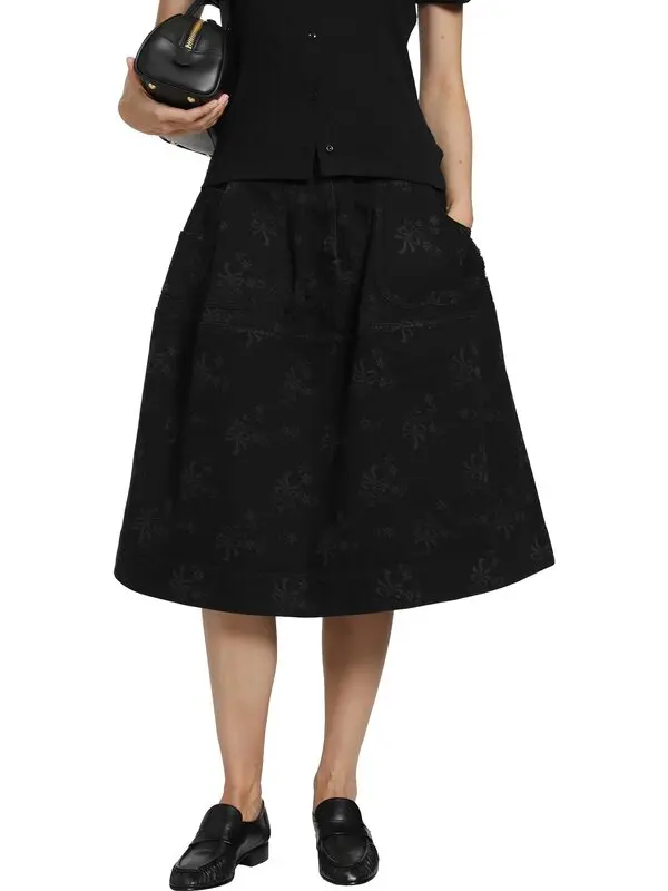 Simone Rocha Denim Utility Hip Bustle Skirt - Black