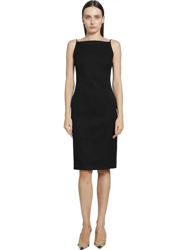 Gucci Stretch Wool Sleeveless Square Neck Dress - Black