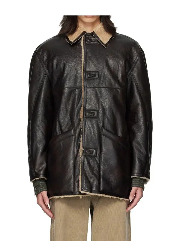 COOR Double-sided Faux Lamb's Wool Coat - Dark Brown