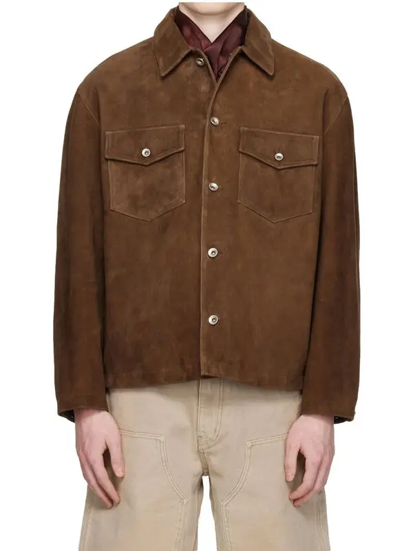 COOR Button Detailed Suede Jacket - Camel Brown