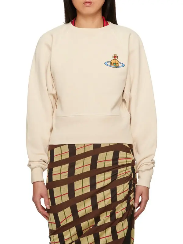 VIVIENNE WESTWOOD Orb Embroidered Cotton Sweatshirt - Nude