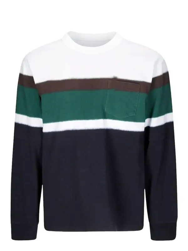 Sacai Chusen Dyed Striped Long Sleeved T-shirt - Black