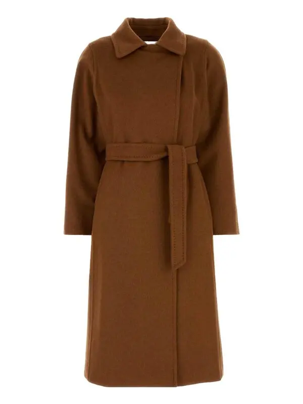 Max Mara Long-sleeved Belted Coat - Brown