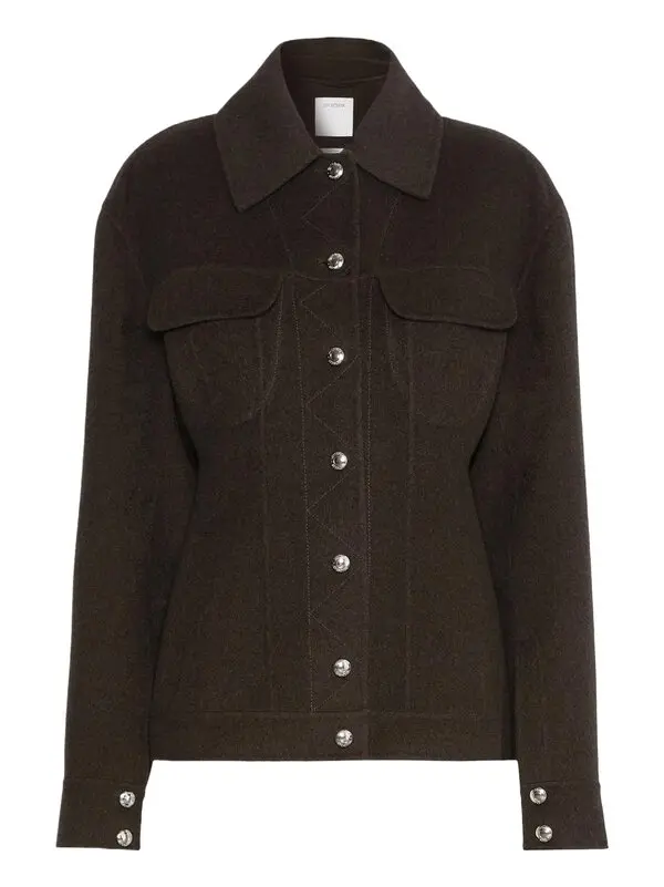 Sportmax Spxcalcio Shirt Collar Jacket - Chocolate-colored