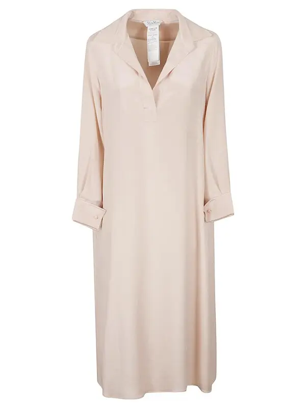 Max Mara Long-sleeved Collared Dress - Nude