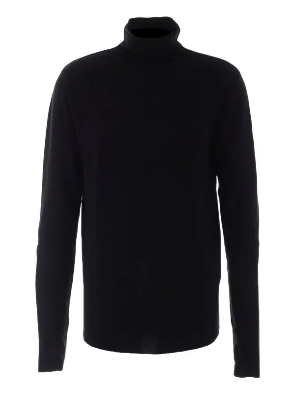THOM KROM High Neck Sweater With Thumbholes - Black