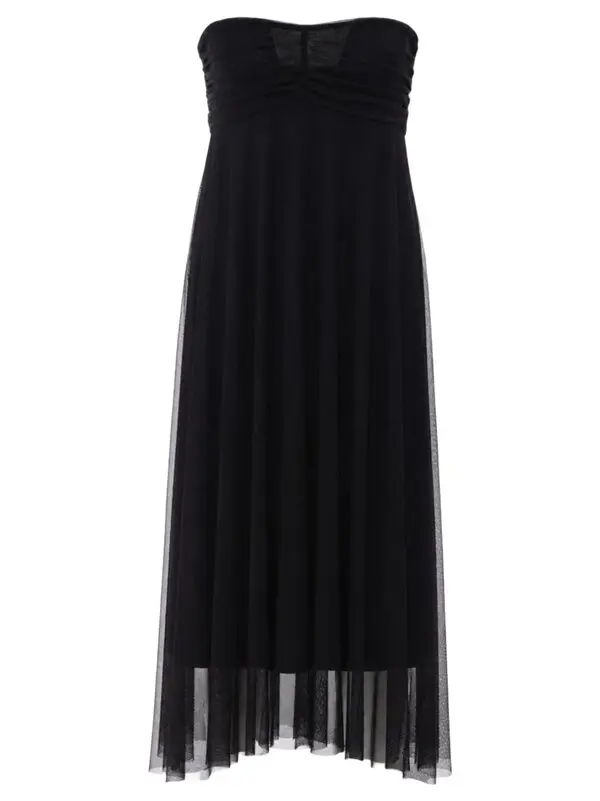 TWINSET Strapless Tulle Midi Dress - Black