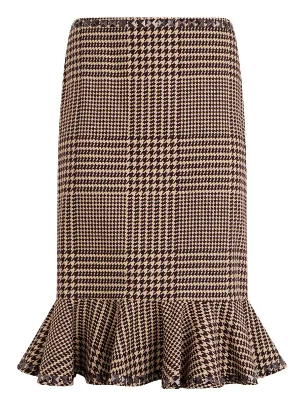 Giuseppe Di Morabito Houndstooth Ruffled Midi Skirt - Brown