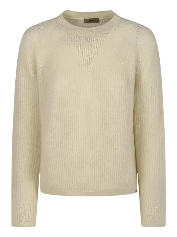 Herno Sequined Ribbed Knit Sweater - Nude