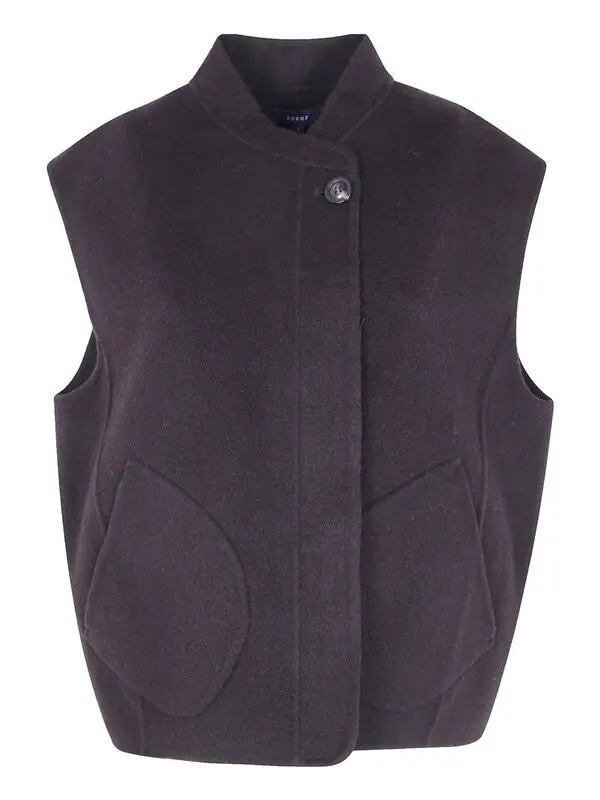 Soeur Sleeveless Wool Blend Jacket - Black