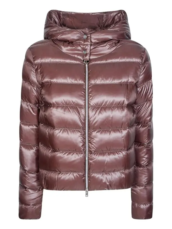 Herno Quilted Cotton Jacket With Zip Closure - Red