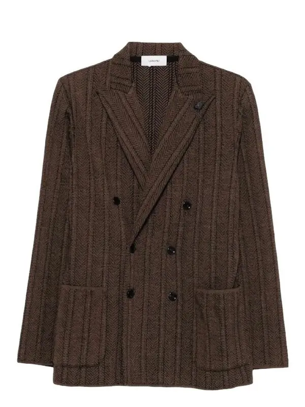 LARDINI Double-breasted Blazer - Brown