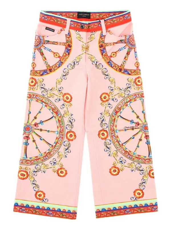 Dolce & Gabbana Carretto-print Five-pocket Denim Trousers - Pink