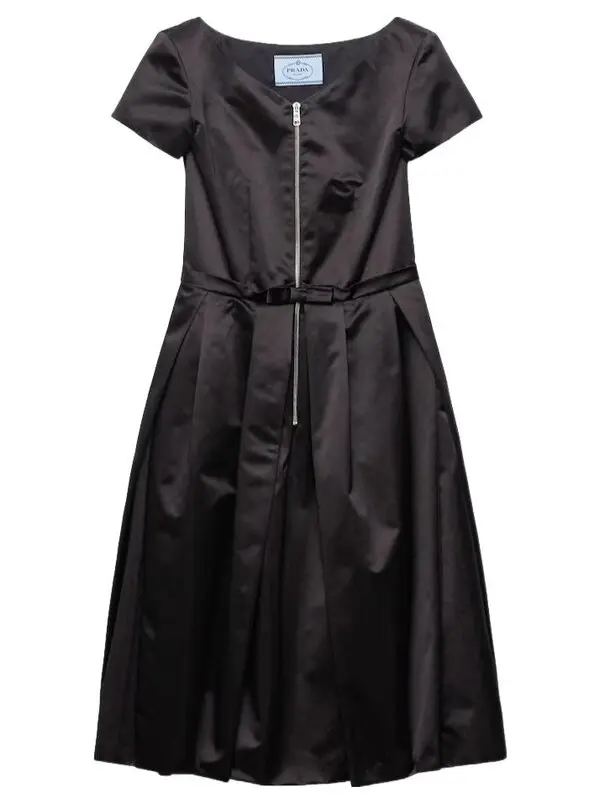 Prada Duchesse Silk Dress With Zip Closure - Black