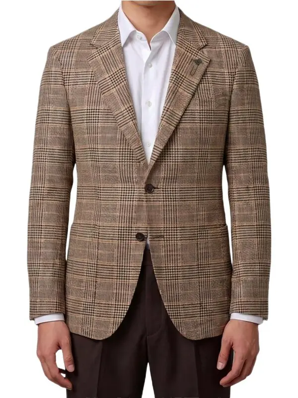 LARDINI Feeling Checked Single-breasted Blazer - Brown