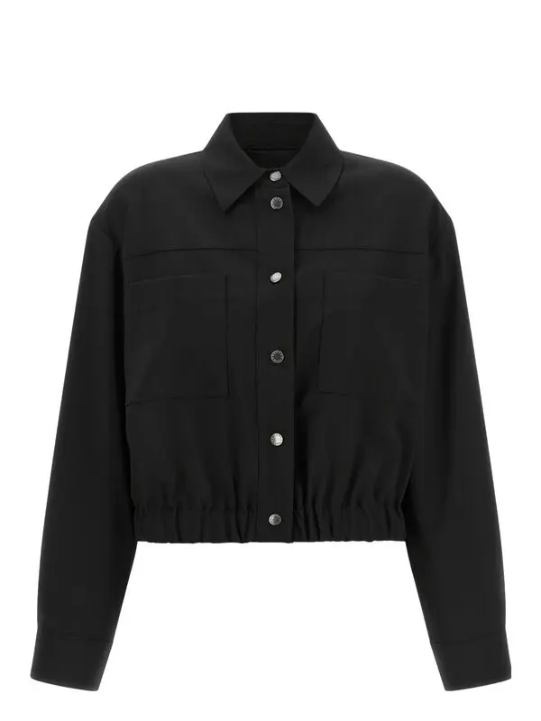 Max Mara Cropped Shirt Jacket With Elasticated Hem - Black