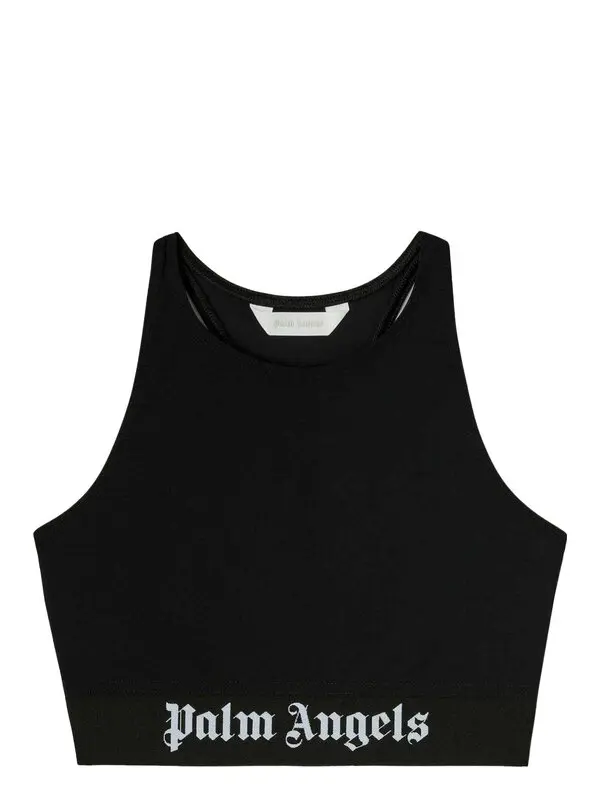 Palm Angels Cropped Strappy Tank Top - Black