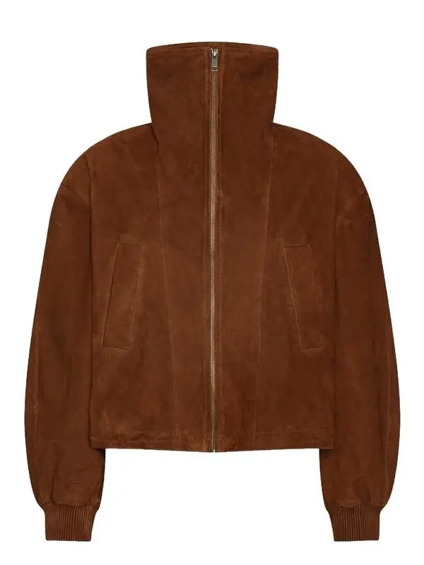 ROTATE BY BIRGER CHRISTENSEN Suede Cropped Jacket - Brown