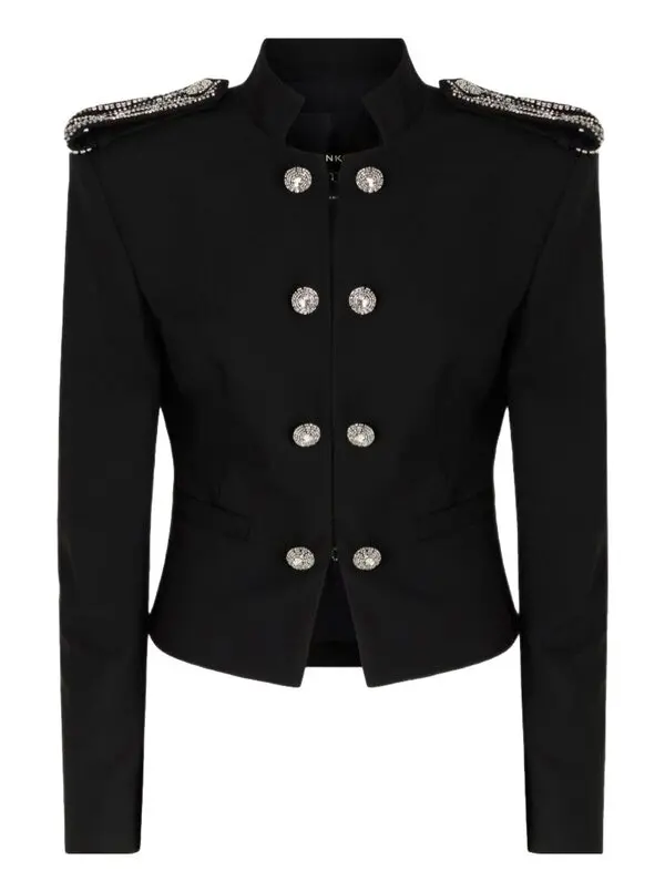 Pinko Crystal-embellished Double-breasted Jacket - Black