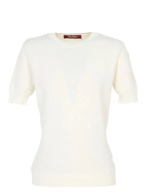 Max Mara Short-sleeved Knit Top With Ribbed Collar - No