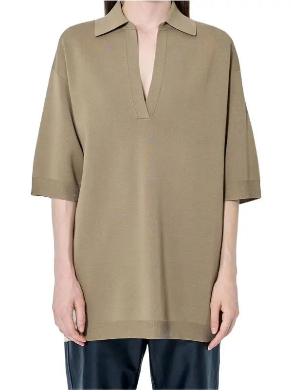 Max Mara Short-sleeved Knit Polo Shirt - Nude