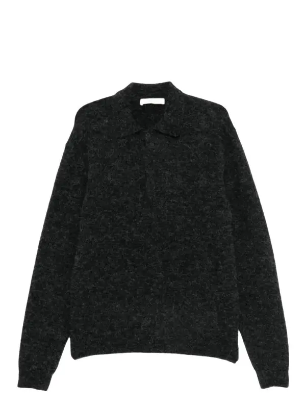 SUNFLOWER Long-sleeved Knitted Polo Shirt - Grey