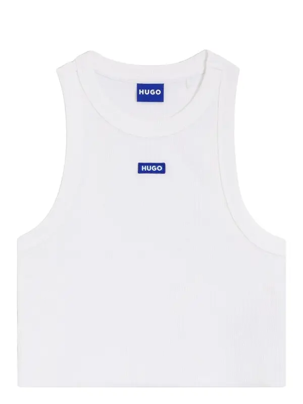Hugo Boss Ribbed Tank Top With Logo Detail - White