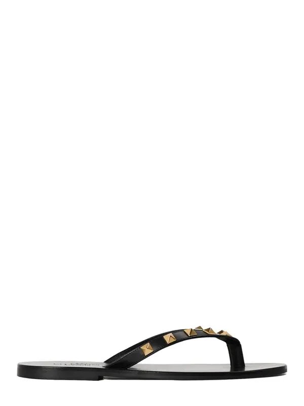 Valentino Garavani Studded Leather Flip Flops - Black