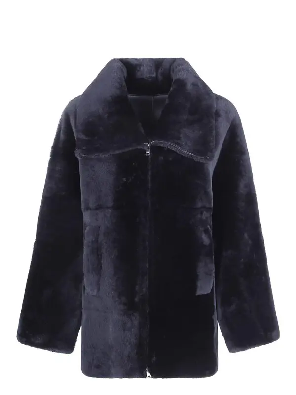 BLANCHA Zip-up Shearling Jacket - Black